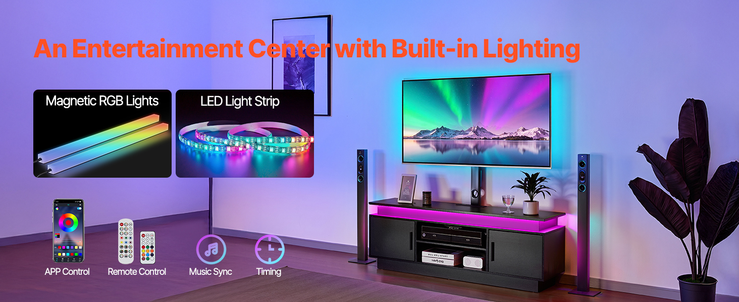 VEVOR 52" TV Stand with Mount for up to 75 in TVs, Entertainment Center ...