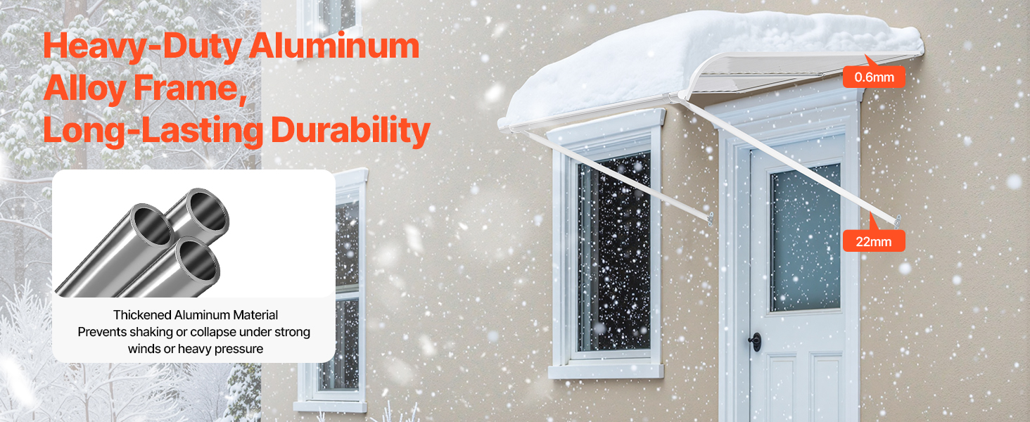 VEVOR Window Awning Door Canopy 40x42 in Aluminum Alloy Front Door ...