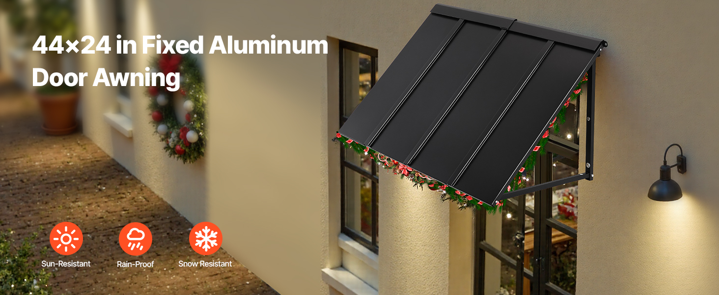 Window Awning Door Canopy 44x24 in Outdoor Steel Front Door Awnings ...