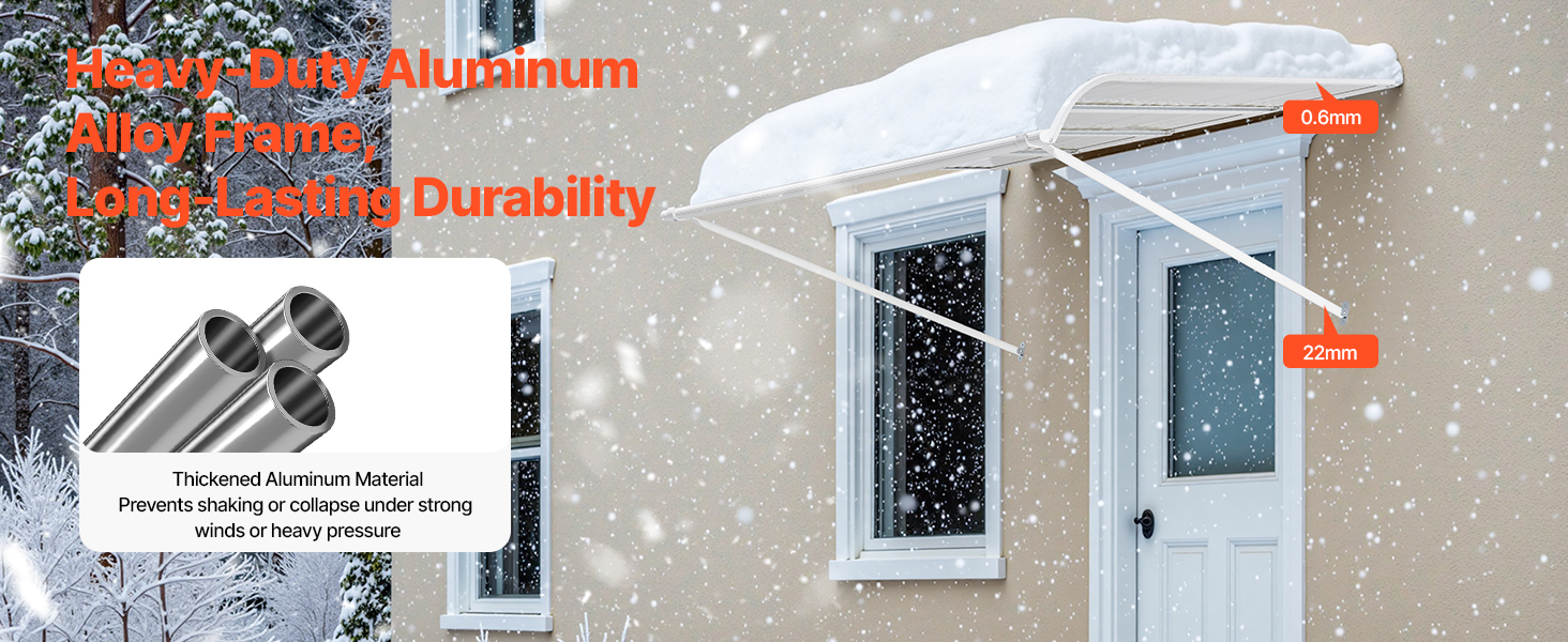 VEVOR Window Awning Door Canopy 60x42 in Aluminum Alloy Front Door ...