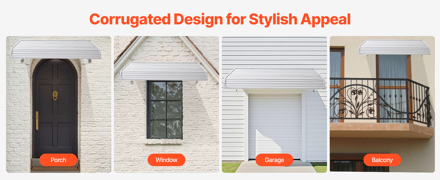 VEVOR Window Awning Door Canopy 60x42 in Aluminum Alloy Front Door ...