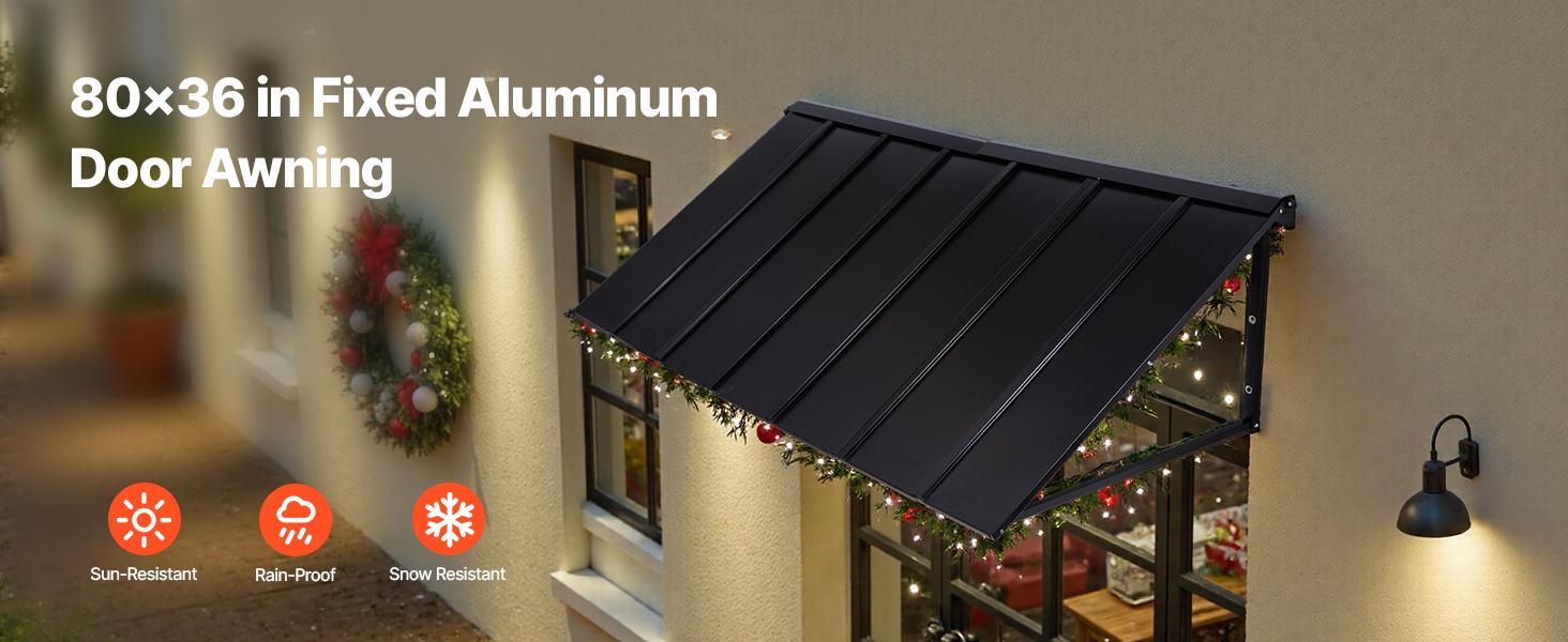 Window Awning Door Canopy 80x36 in Outdoor Steel Front Door Awnings ...