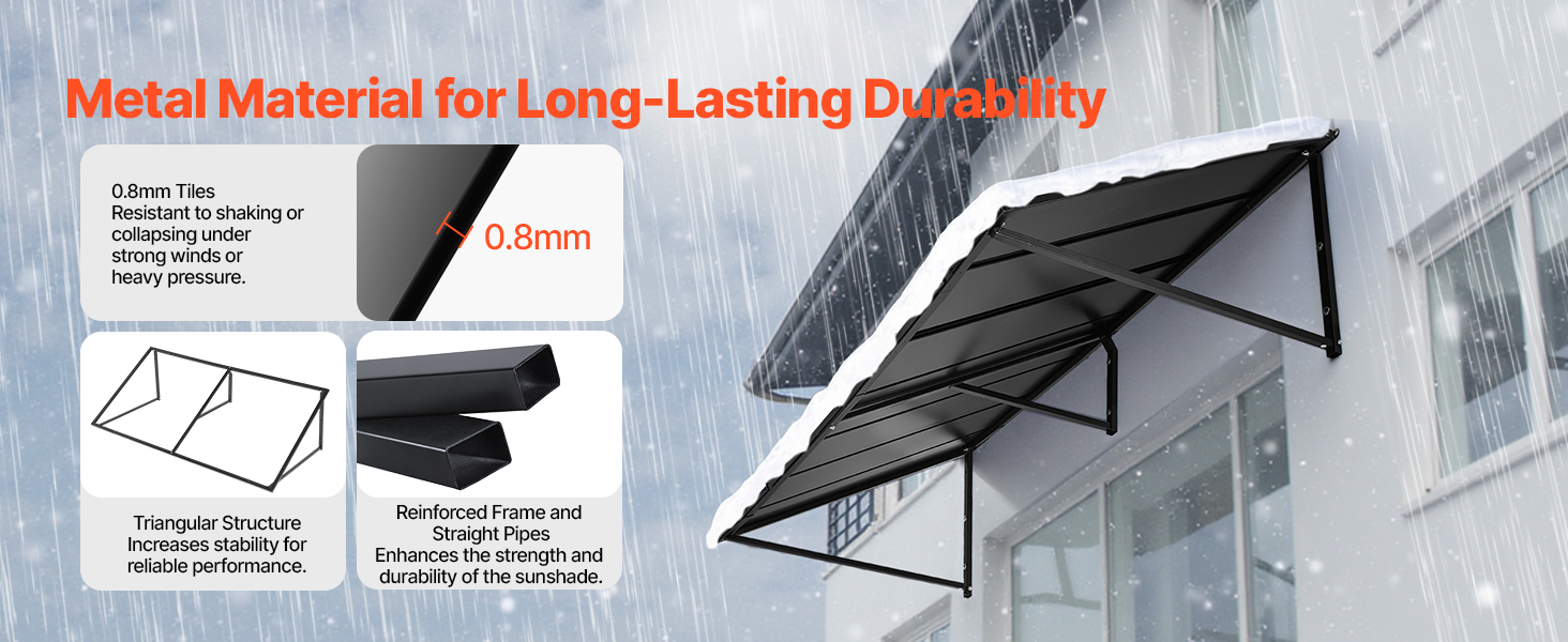 Window Awning Door Canopy 80x36 in Outdoor Steel Front Door Awnings ...