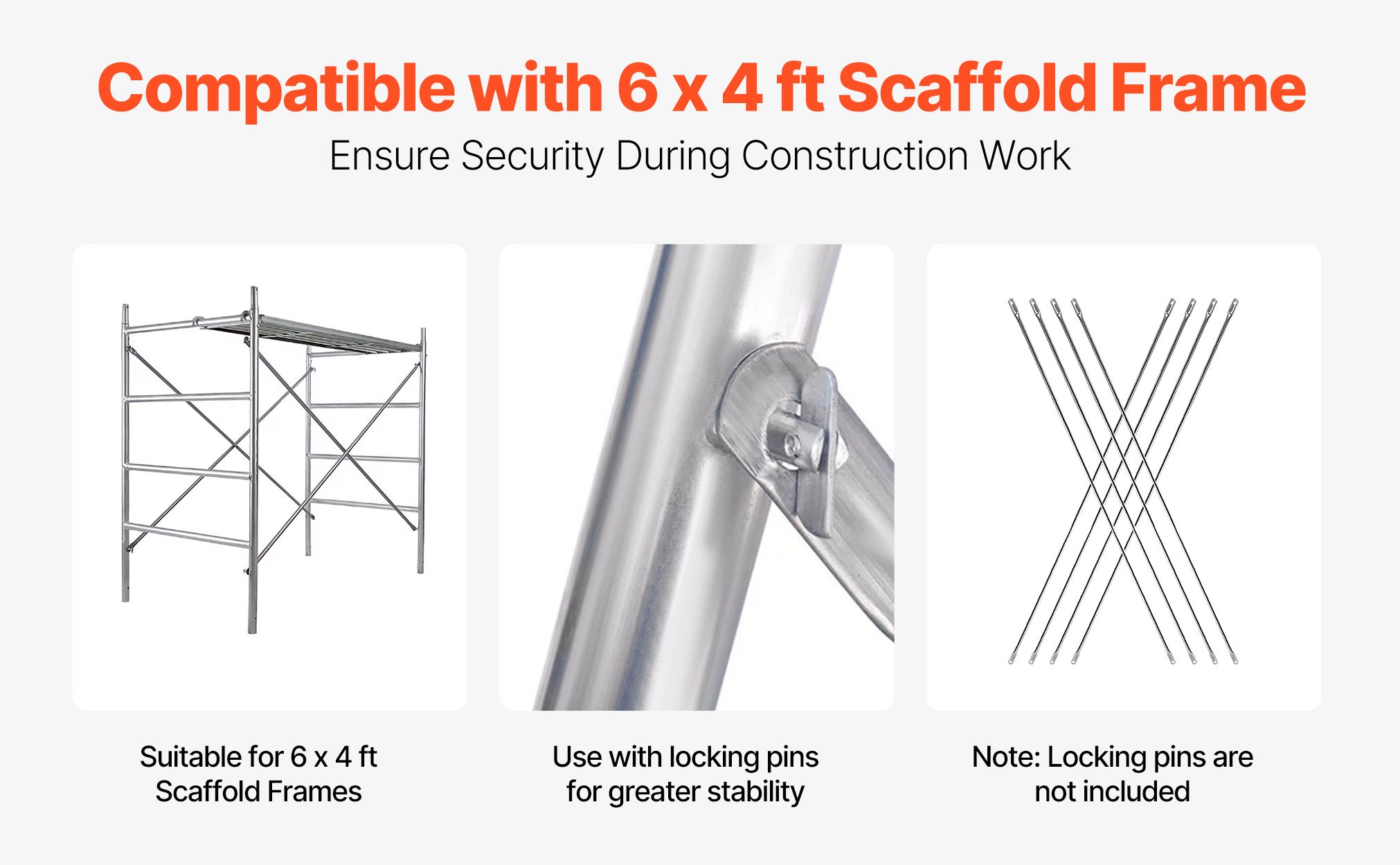 Scaffolding Cross Brace 6ft x 4ft 4-Pack Solid Carbon Steel Cross ...
