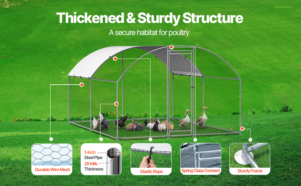 Metal Chicken Coop 9.8x13.1x6.5 ft Walk-in Chicken Run with Cover Doom ...
