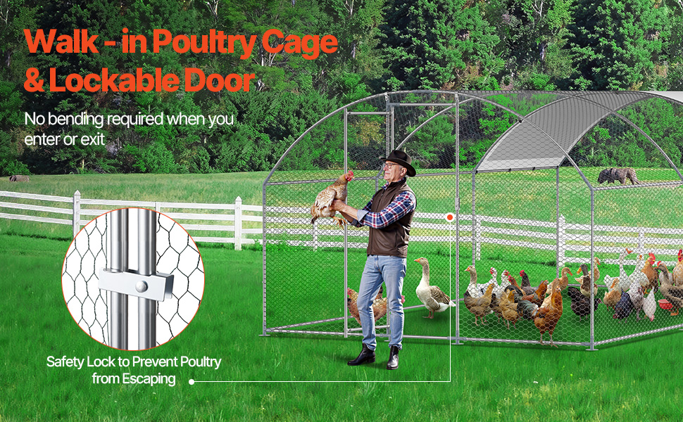 Metal Chicken Coop 9.8x19.6x6.5 ft Walk-in Chicken Run with Cover Doom ...