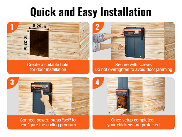 VEVOR Automatic Chicken Coop Door, Auto Chicken Door Opener with Timer ...