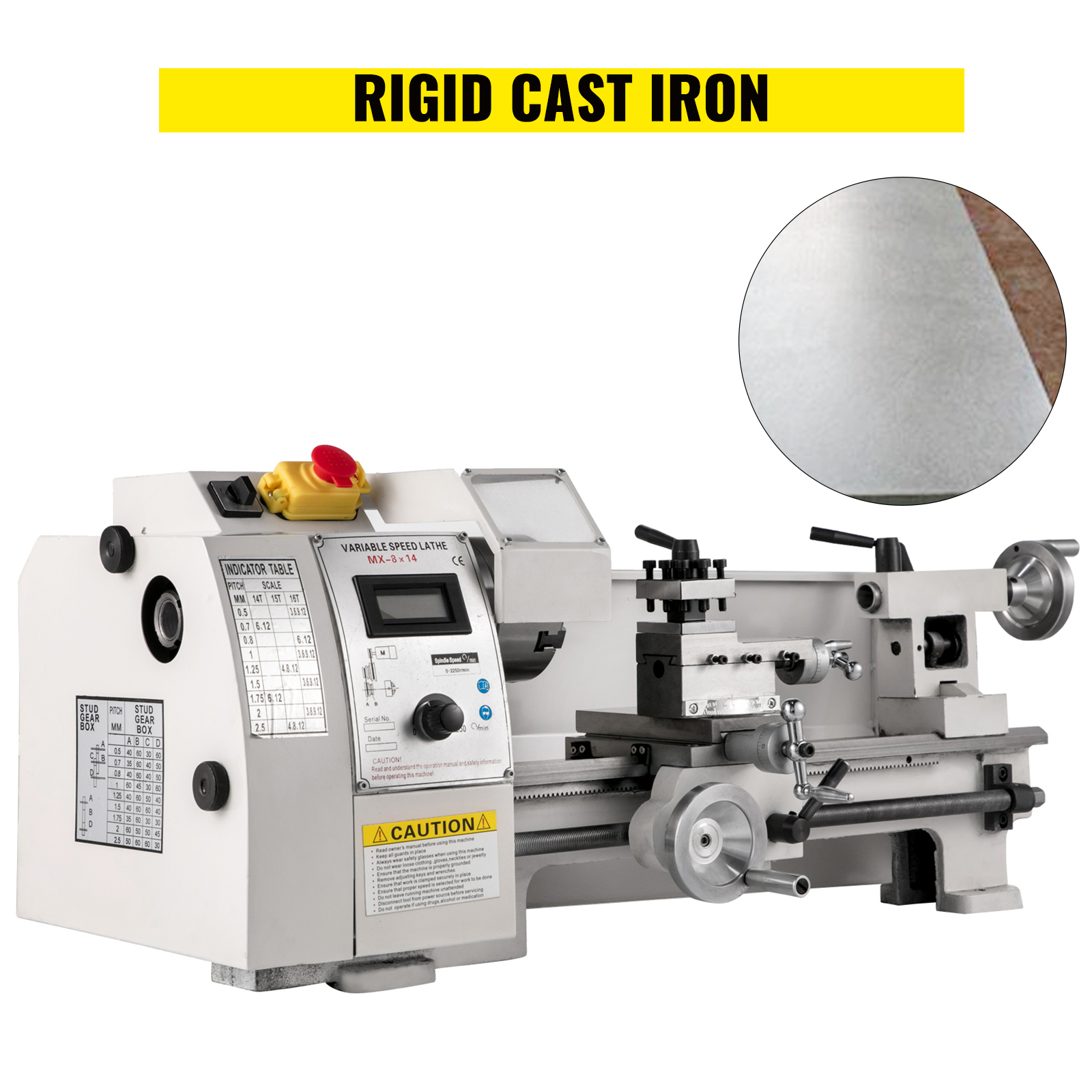 VEVOR Mini Metal Lathe, 8"x14", Mini Lathe Machine 2250 PRM Variable ...