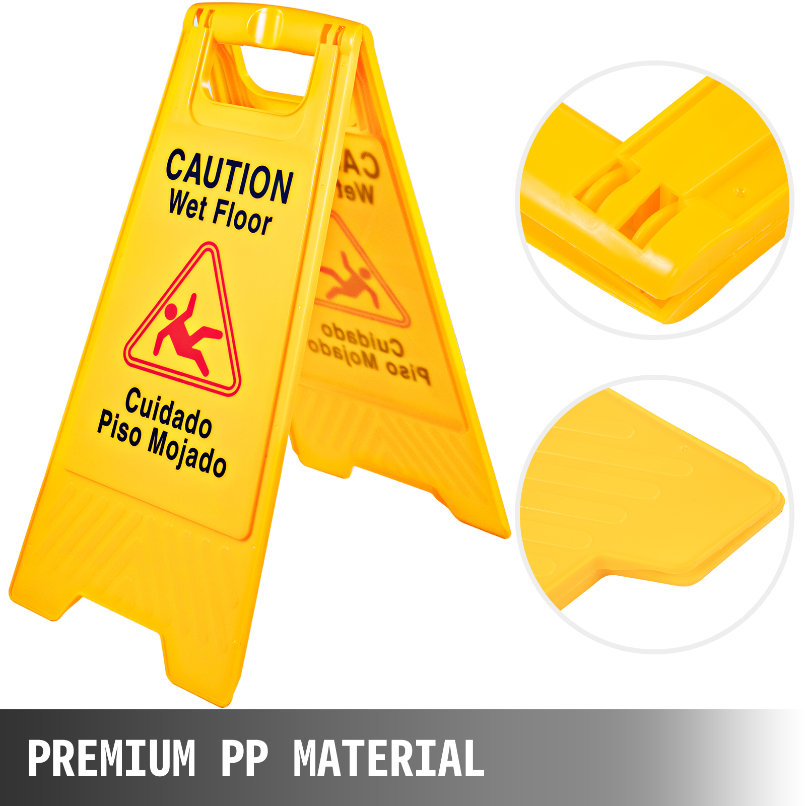 VEVOR 16 Pack Wet Floor Sign, 25" Caution Signs Wet Floor, Fold-Out Wet ...