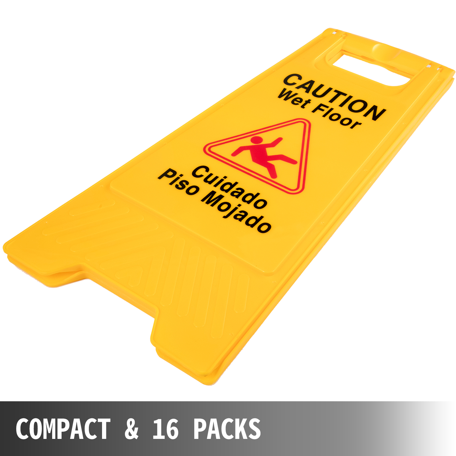 VEVOR 16 Pack Wet Floor Sign, 25" Caution Signs Wet Floor, Fold-Out Wet ...