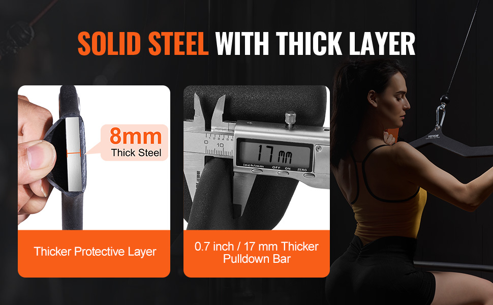 VEVOR LAT Pulldown Bar Tricep Handle Attachment V-bar Cable Machine for ...