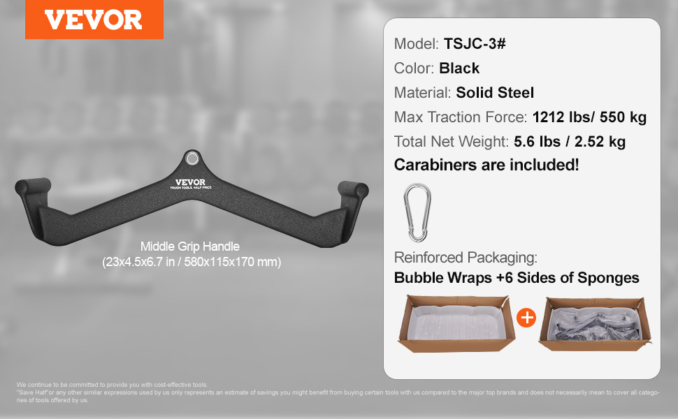 VEVOR LAT Pulldown Bar Tricep Handle Attachment V-bar Cable Machine for ...