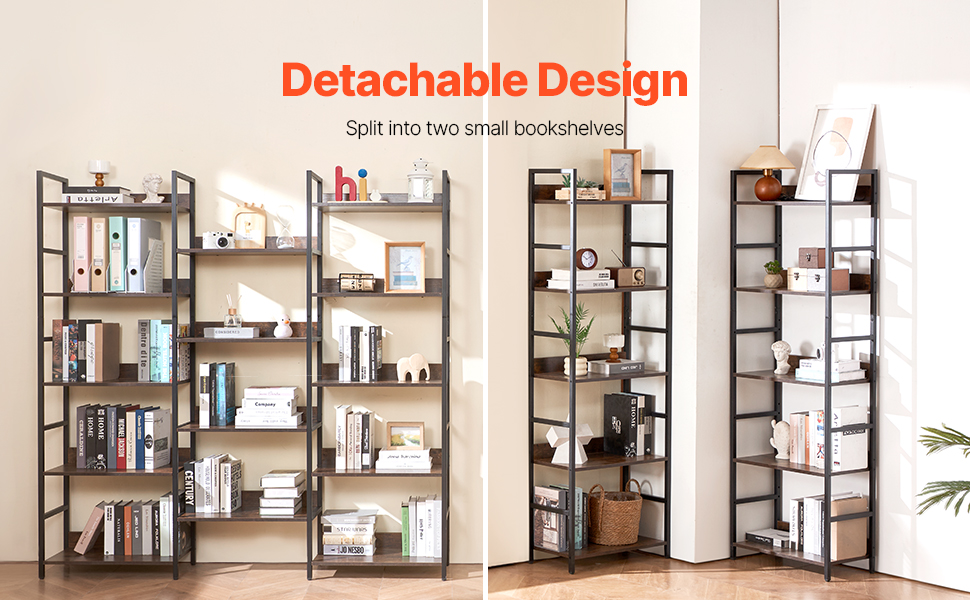Metal Bookshelf Rustic Bookshelf 14-Tier for Living room Bedroom ...