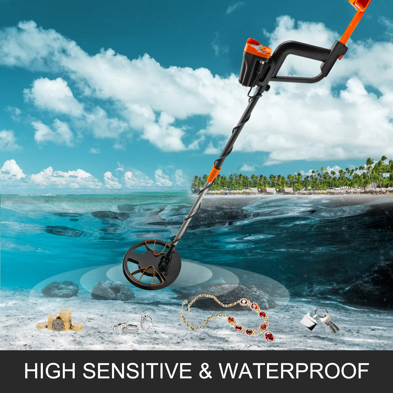 VEVOR Metal Detector Waterproof Disc Metal detectors Underwater ...
