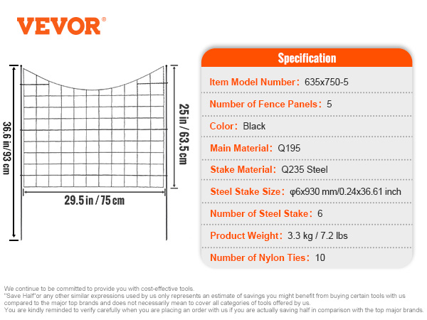 VEVOR Garden Fence, 36.6in(H) x29.5in(L) Animal Barrier Fence ...