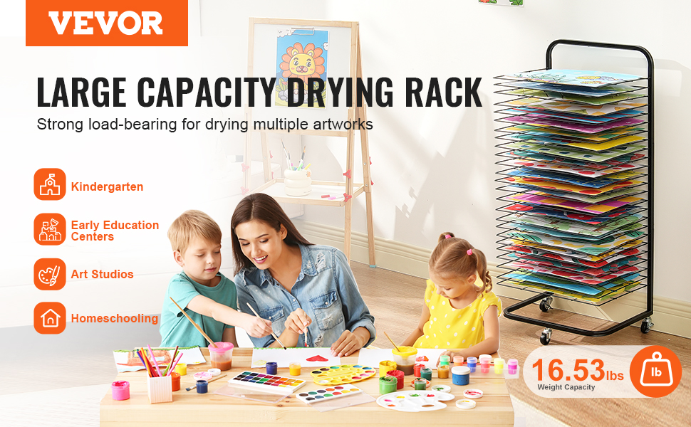 VEVOR Art Drying Rack 25 Removable Shelves Paint Drying Rack With ...