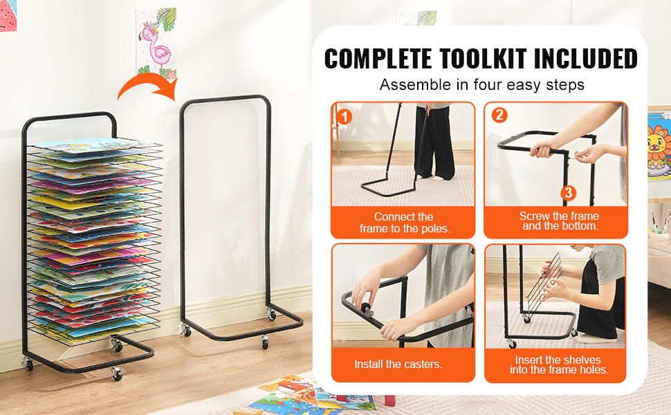 VEVOR Art Drying Rack 25 Removable Shelves Paint Drying Rack With ...