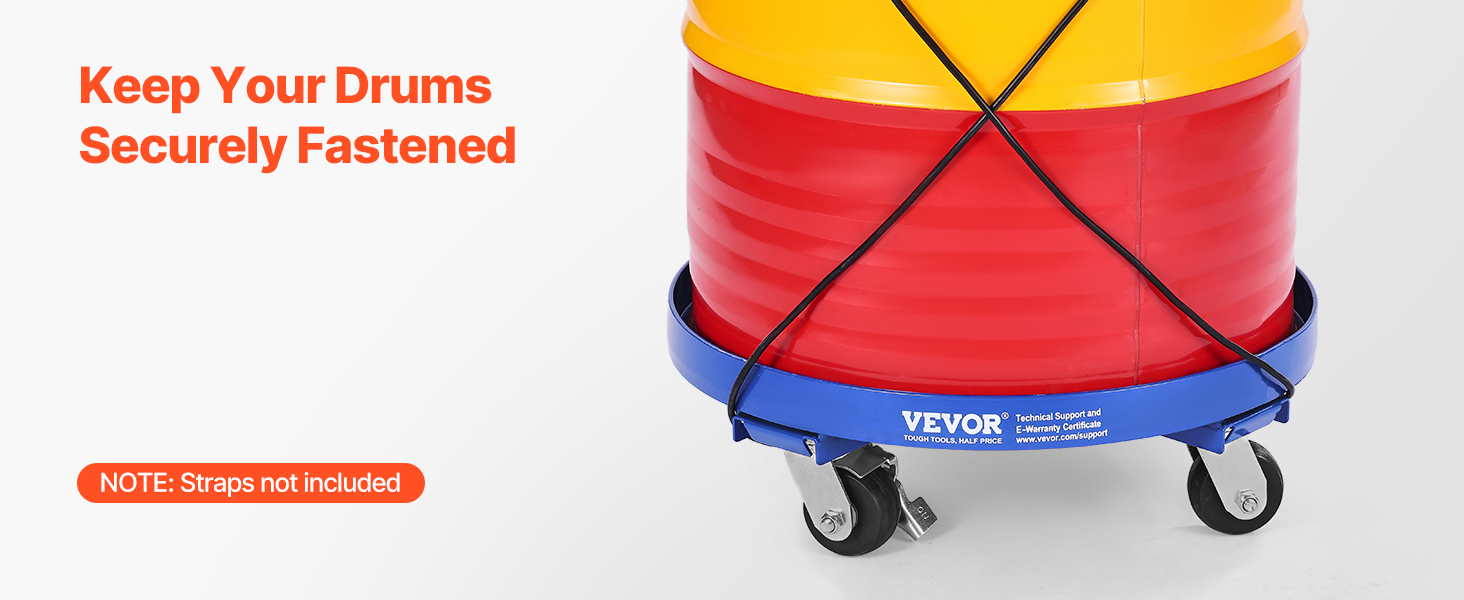 VEVOR 55 Gallon Drum Dolly 2000 lbs Barrel Dolly Cart Drum Caddy 4 ...