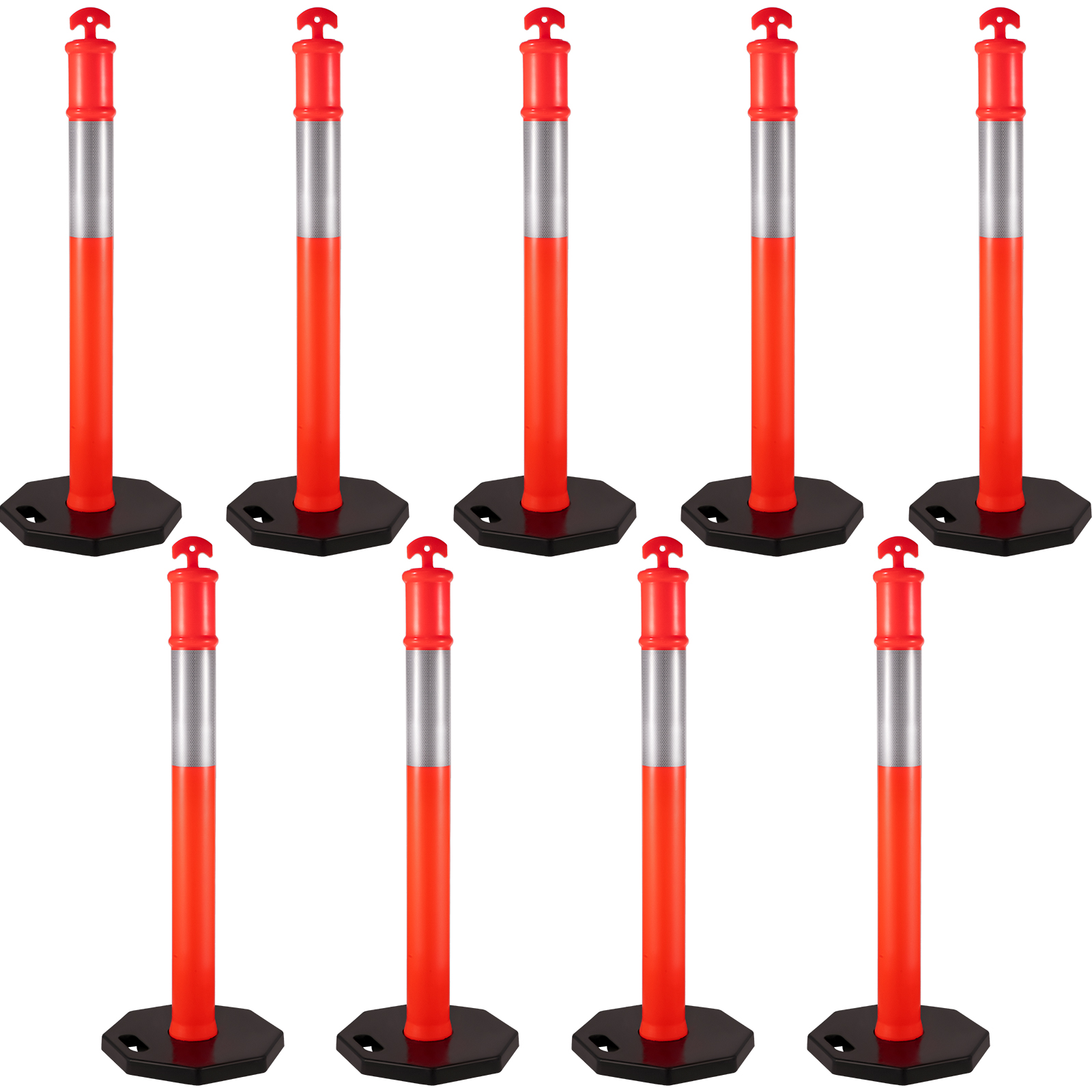 VEVOR 9Pack Traffic Delineator Posts 44 Inch Height, PE Delineator ...