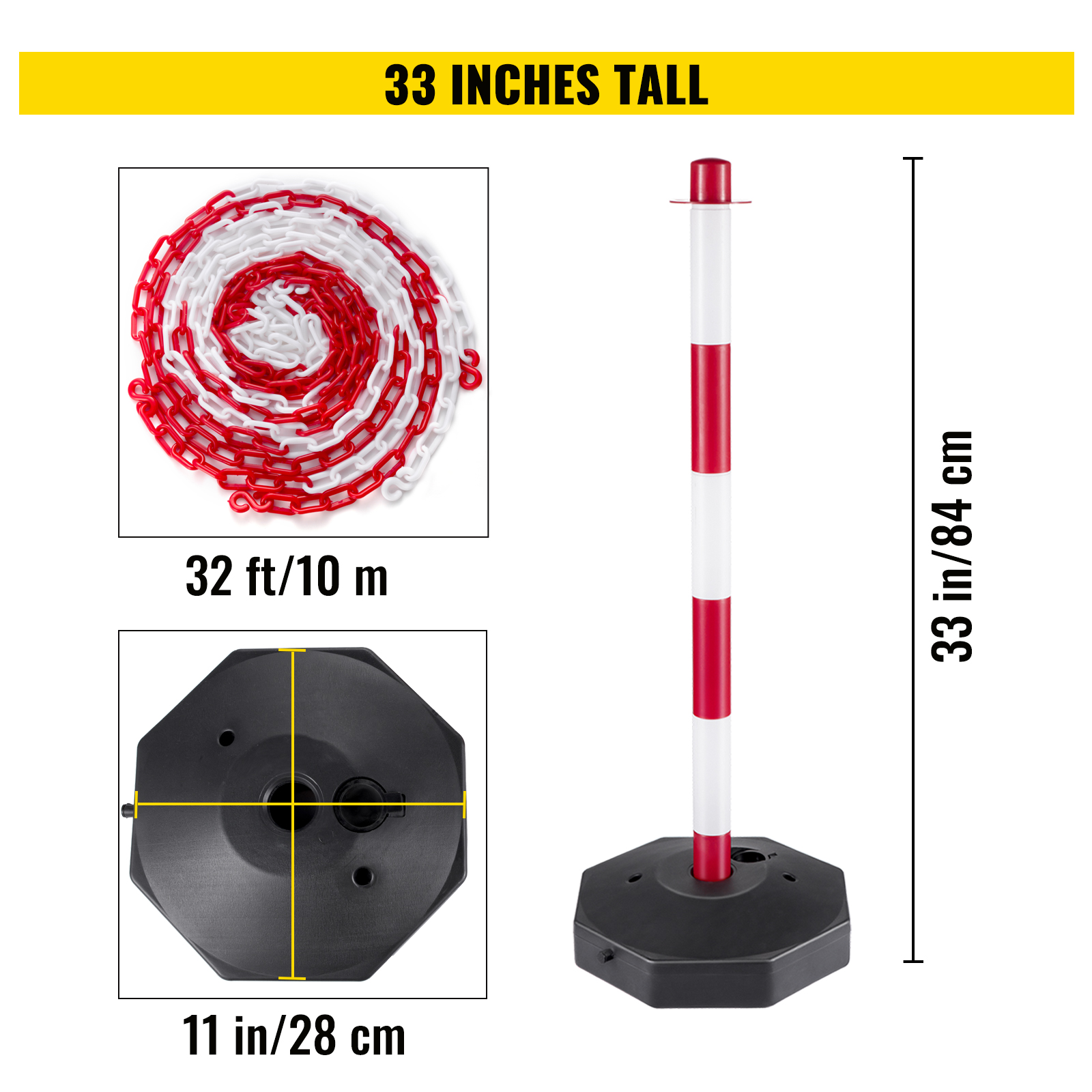VEVOR Plastic Stanchion, 4pcs Chain Stanchion, Plastic Stanchion Kit w ...