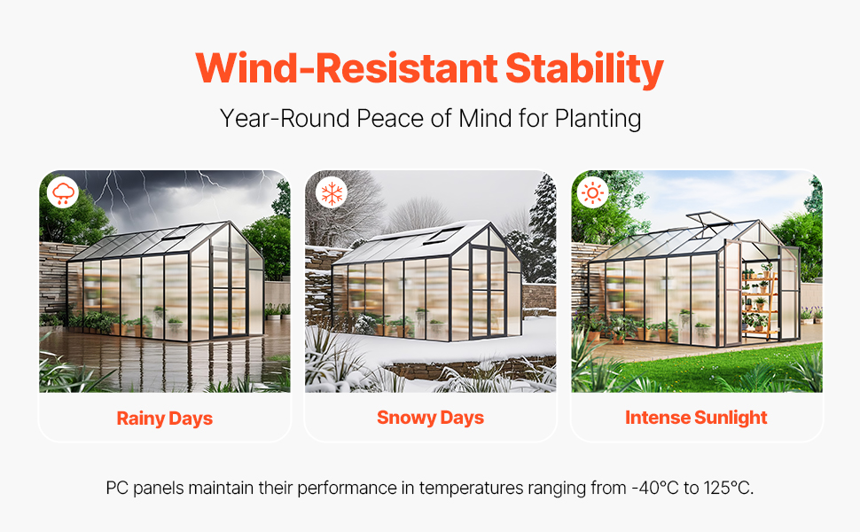 VEVOR Polycarbonate Greenhouse 8 x 12 Ft Outdoor Walk-in Greenhouse for ...