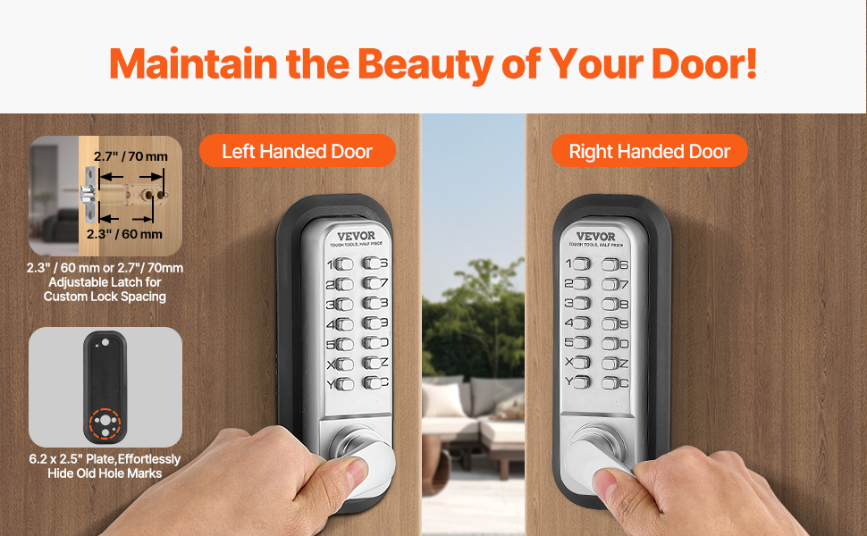 VEVOR Mechanical Keyless Entry Door Lock 14 Key Mechanical Keypad Lock ...