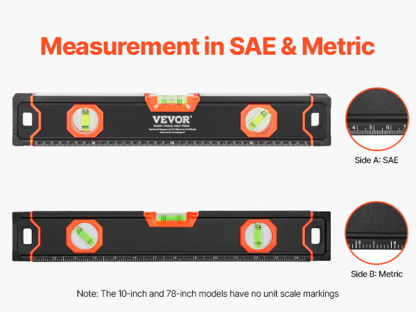 VEVOR 4-Piece Torpedo Level, 48/24/16/10 Inch All Magnetic Levels Set ...