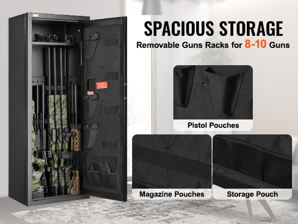 VEVOR 6-10 Rifles Gun Safe Rifle Safe with Lock & Digital Keypad ...