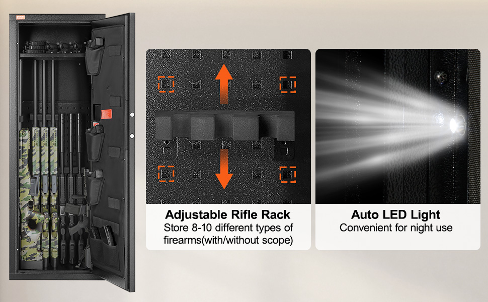 VEVOR 6-10 Rifles Gun Safe Rifle Safe with Lock & Digital Keypad ...