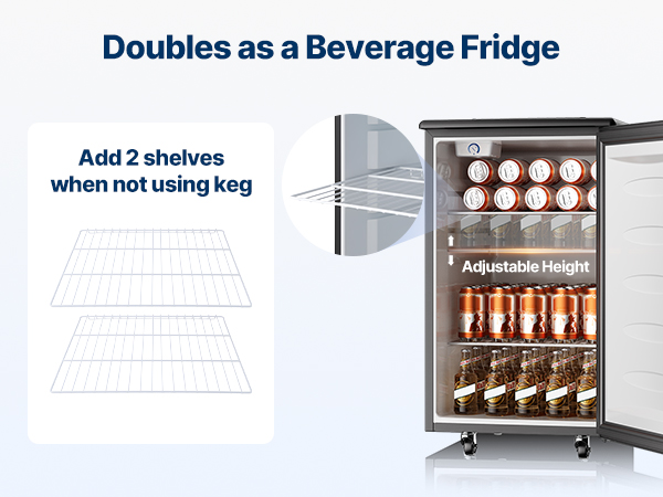 VEVOR Beer Kegerator, Dual Tap Draft Beer Dispenser, Full Size Keg ...