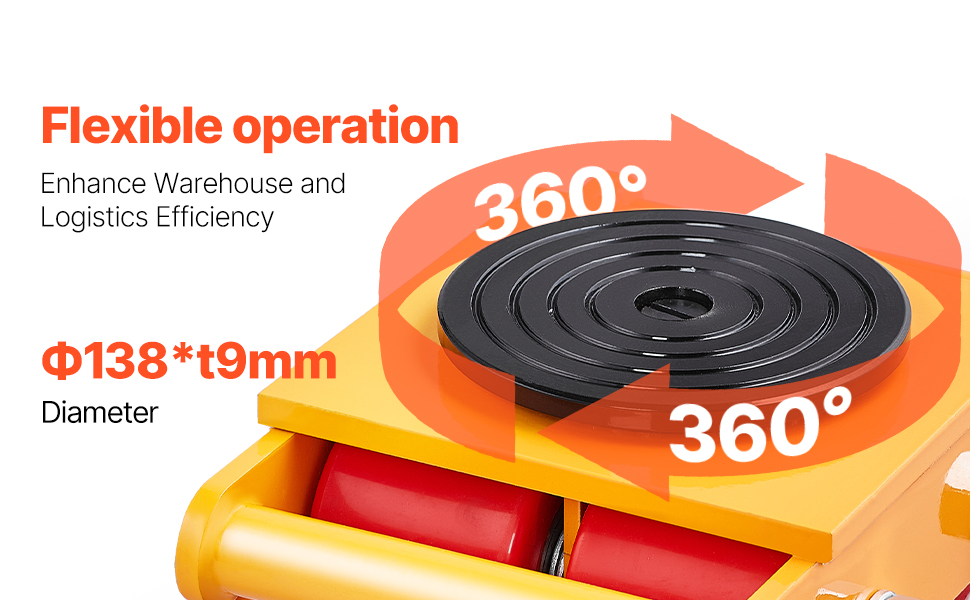 VEVOR Machine Skate 6T Machinery Skate Dolly with Handle 4 Wheels 360 ...