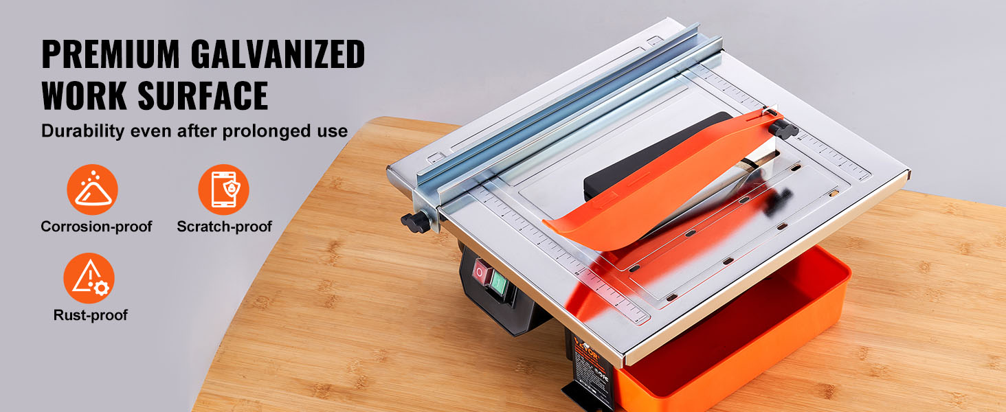 VEVOR Wet Tile Saw, 7-inch 65Mn Steel Blade, 3500 RPM Induction Motor ...