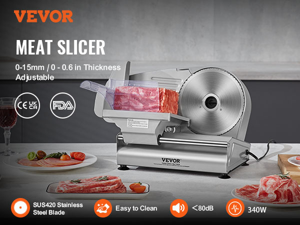 VEVOR Meat Slicer, 180W Electric Deli Food Slicer with 7.5" SUS420 ...