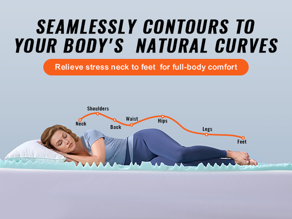 VEVOR Mattress Topper Soft Memory Foam Cooling Gel Infusion Queen Size ...