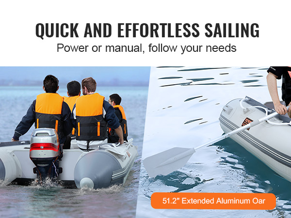 VEVOR Inflatable Dinghy Boat, 4-Person Transom Sport Tender Boat, with ...