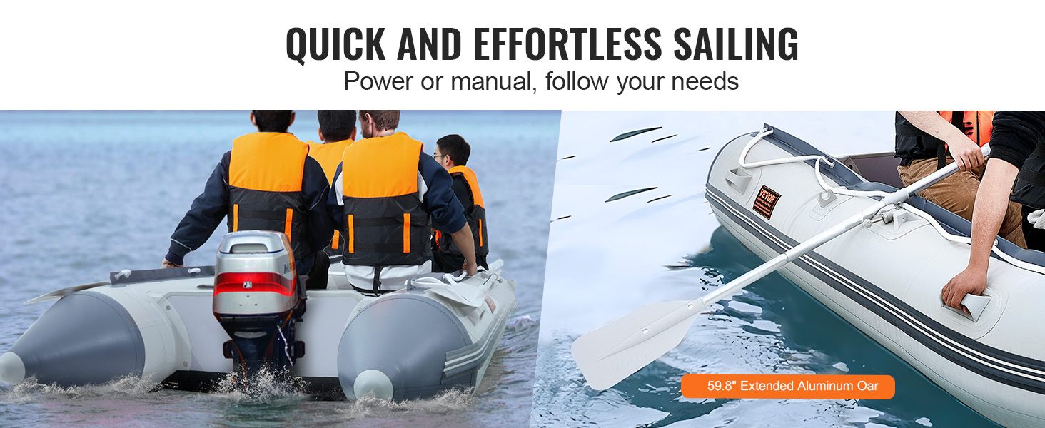 VEVOR Inflatable Dinghy Boat, 6-Person Transom Sport Tender Boat, with ...