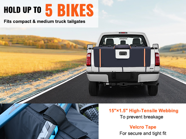VEVOR 53-inch Tailgate Pad 5-Bike Pickup Truck Bed Tailgate Pad ...
