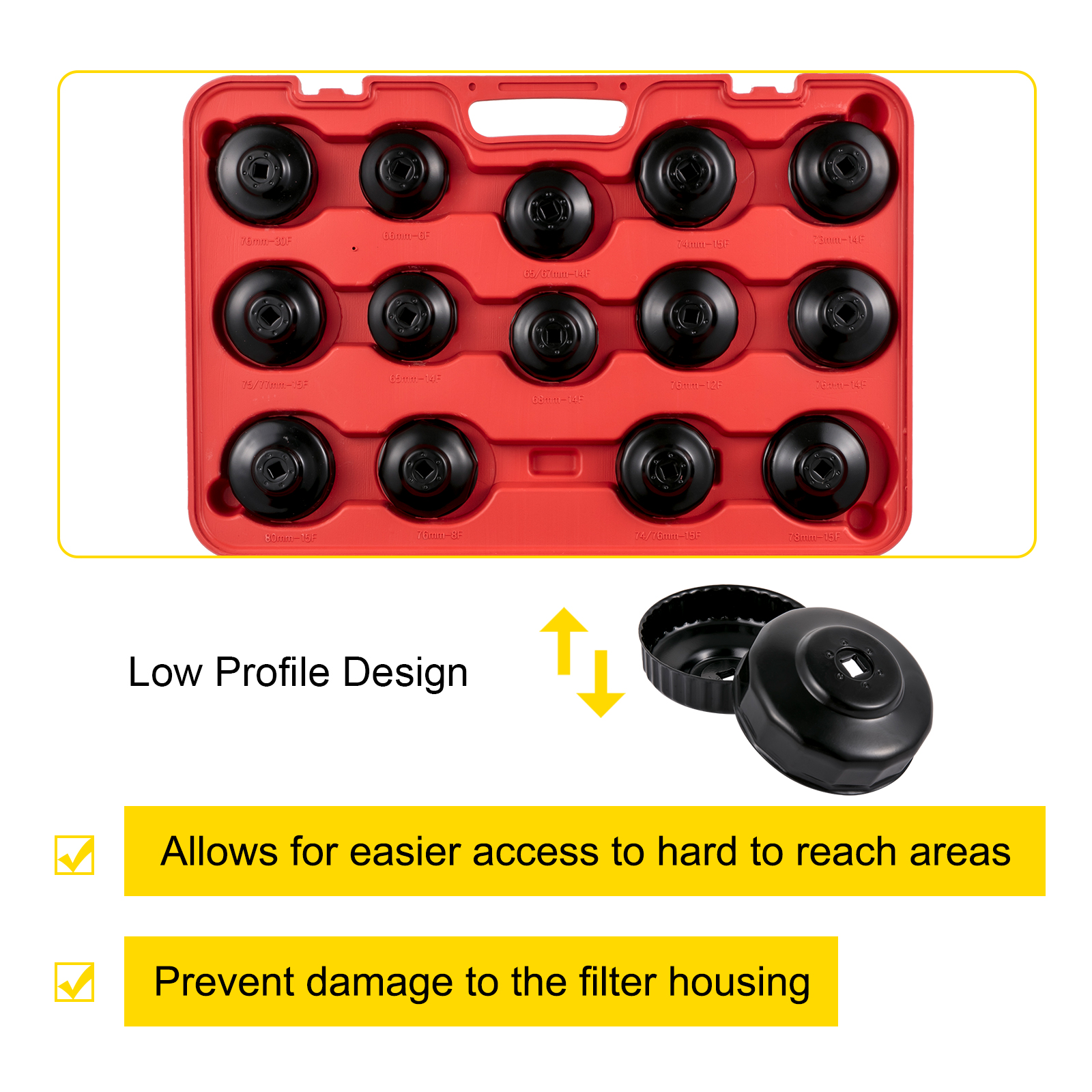VEVOR Oil Filter Socket Set Cup Socket Tool Set 7 PCS Oil Filter Cap ...