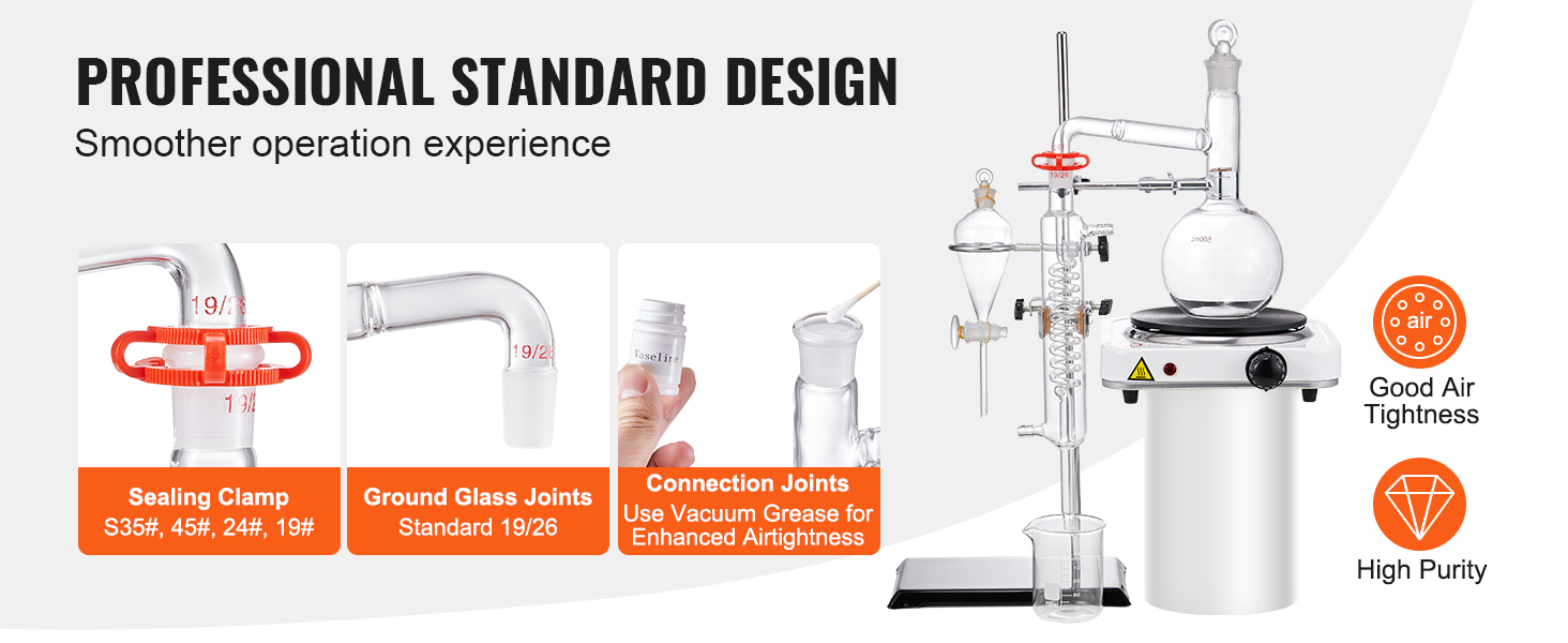 VEVOR Essential Oil Distillation Kit, 500ml Distillation Apparatus, 3.3 ...