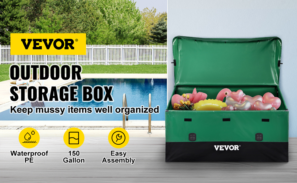 VEVOR Outdoor Storage Box Patio Deck Box 150 Gallon Waterproof PE ...