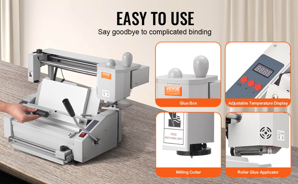 VEVOR Thermal Binding Machine, 400 Sheets Capacity Hot Glue Binding ...