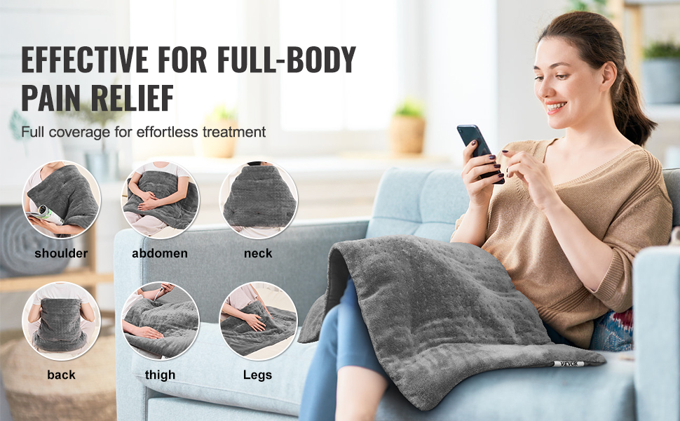 VEVOR Weighted Heating Pad 17 x 33 in 6.8 lbs Electric Heat Pad for ...