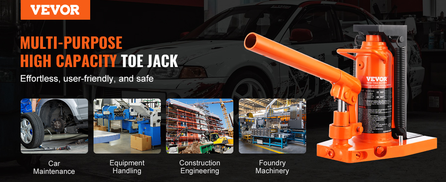 VEVOR Hydraulic Toe Jack, 2.5 Ton On Toe Toe Jack Lift, 5 Ton On Top ...