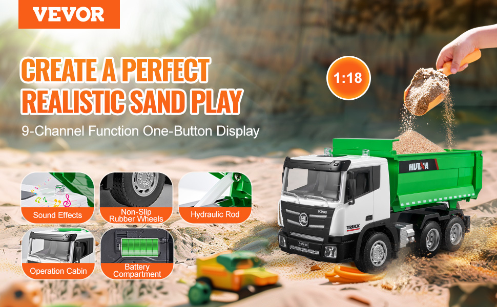 Christmas Gift! VEVOR RC Remote Control Dump Truck Toy Construction ...