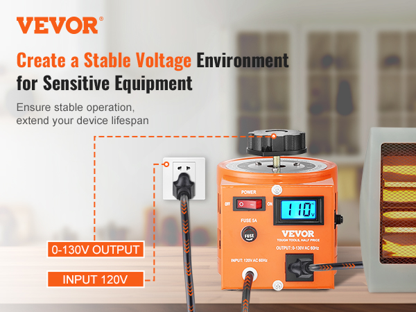 VEVOR 500VA Auto Variable Voltage Transformer, 3.84 Amp, 110V Input 0 ...