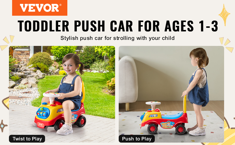 VEVOR Ride On Push Car for Toddlers, Ages 1-3, Ride Racer, Sit to Stand ...