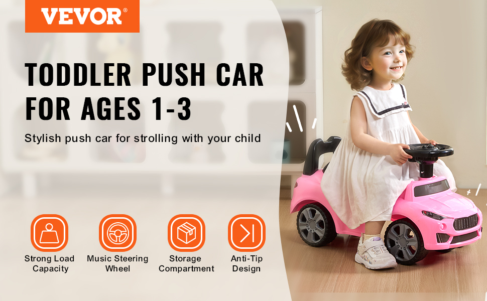 VEVOR Ride On Push Car for Toddlers, Ages 1-3, Ride Racer, Sit to Stand ...