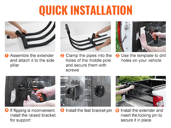 VEVOR Truck Bed Extender, Aluminum Retractable Tailgate Extender, 55.5 ...