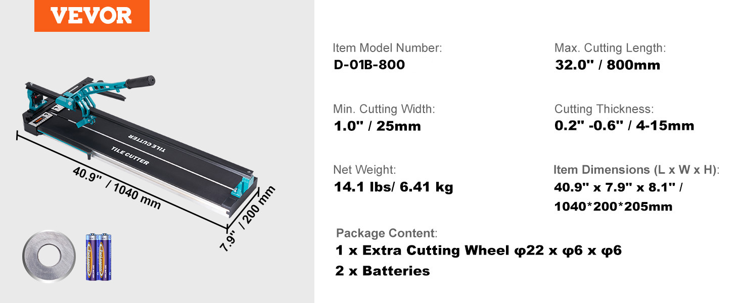 VEVOR Manual Tile Cutter, 32 inch, Porcelain Ceramic Tile Cutter with ...