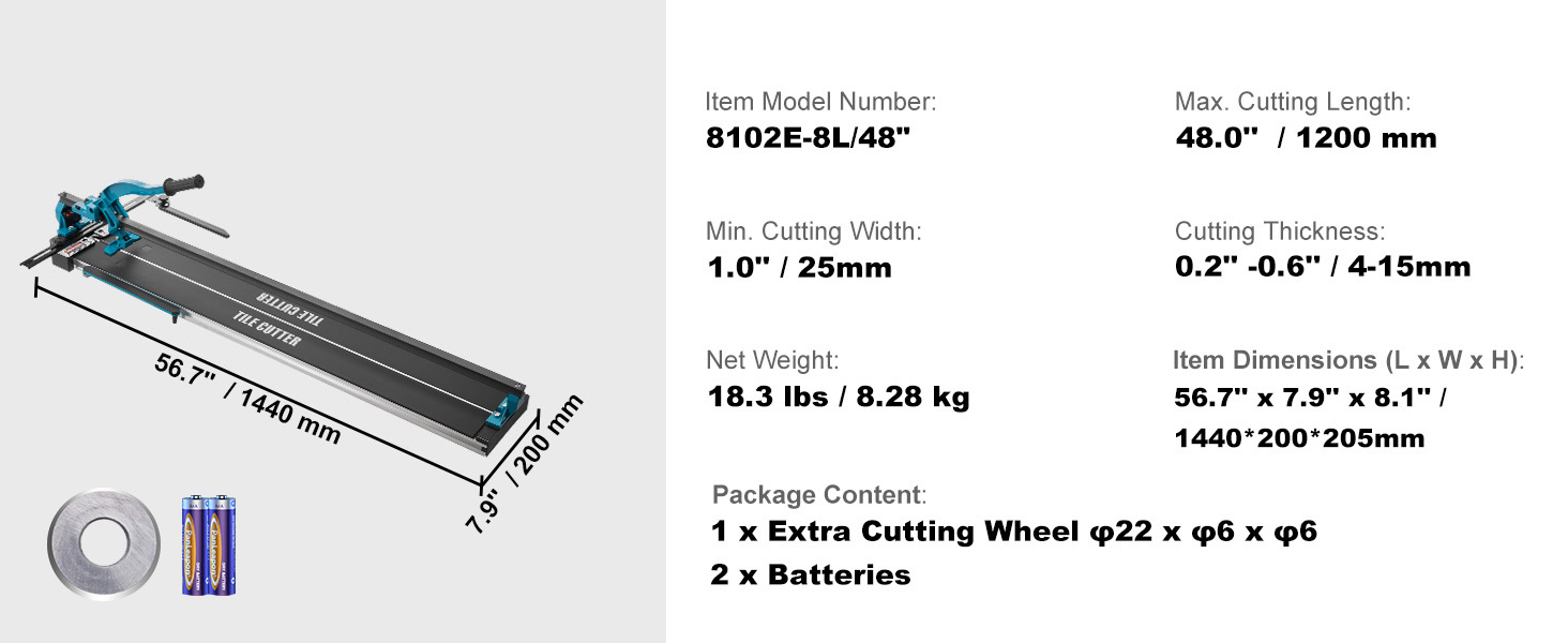 VEVOR Manual Tile Cutter, 48 inch, Porcelain Ceramic Tile Cutter with ...